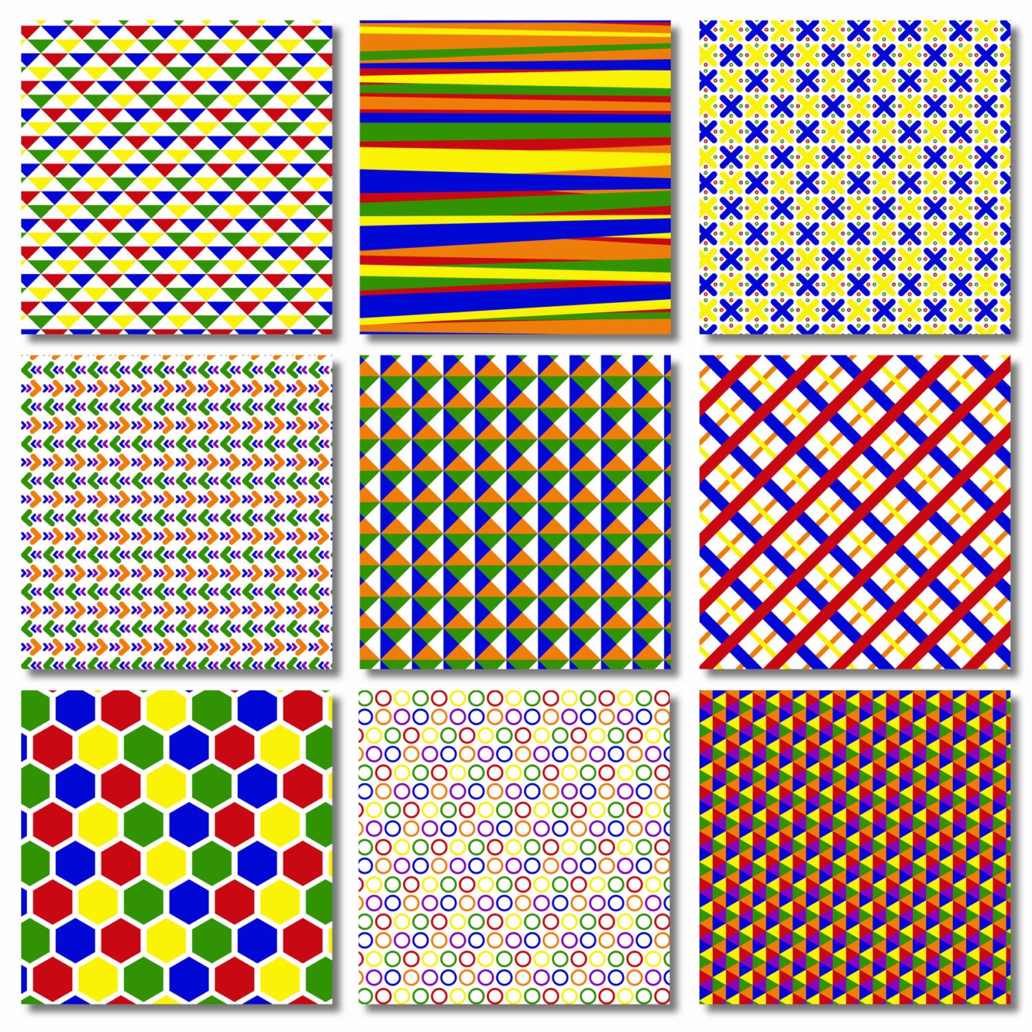 Circus Colors Digital Papers SET 2, 24 Pieces, 12" X 12" High Quality ...