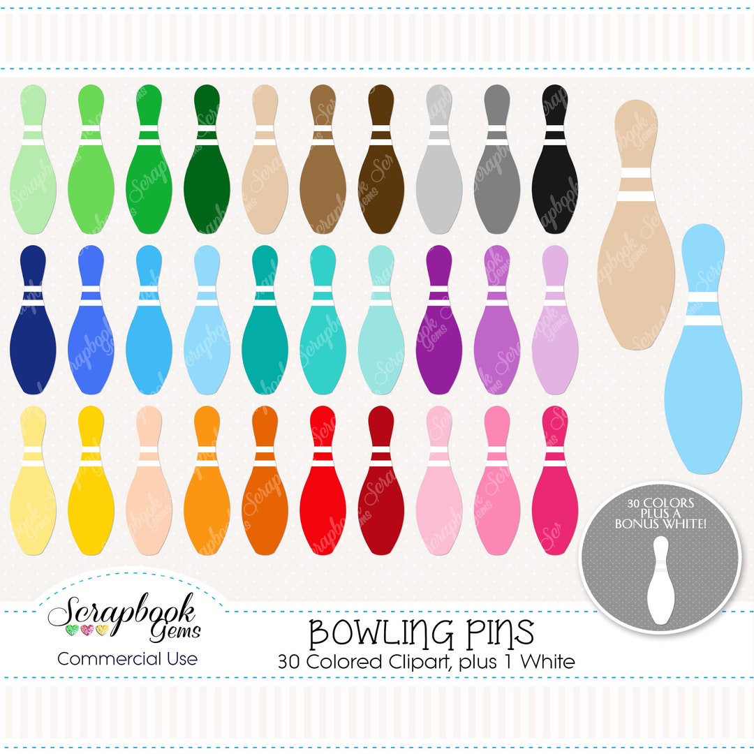 BOWLING PINS Clipart, 31 Png Clipart Files Instant Download Birthday ...
