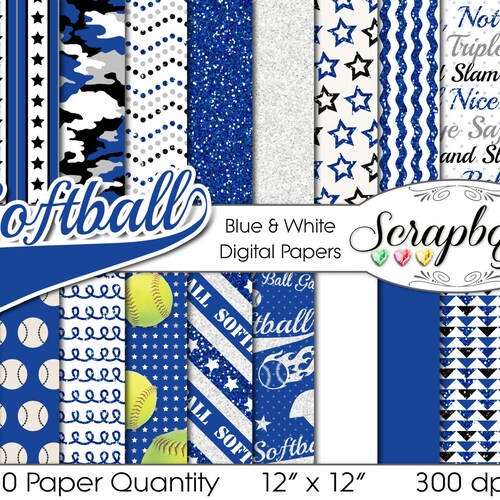Baseball Digital Papers Orange & Navy 20 Pieces 12 X - Etsy