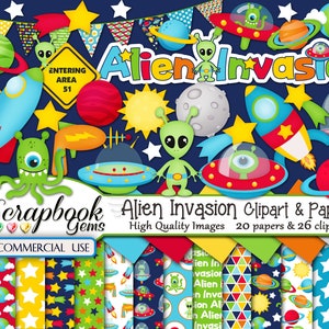 OUTER SPACE BUNDLE - 2 Kits in 1, 52 Cliparts & 40 Papers, Instant ...