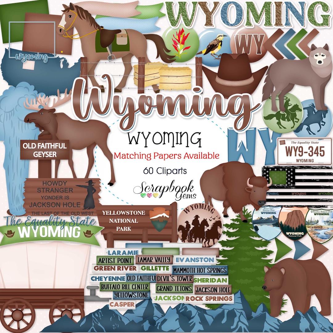 WYOMING STATE Clipart, 60 Png Clipart Files, Instant Download ...