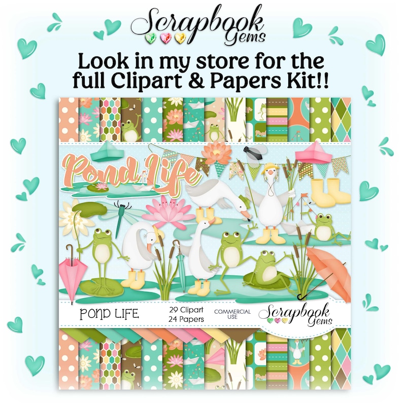 POND LIFE Clipart, 29 Png Clipart Files, Instant Download Lake Spring ...