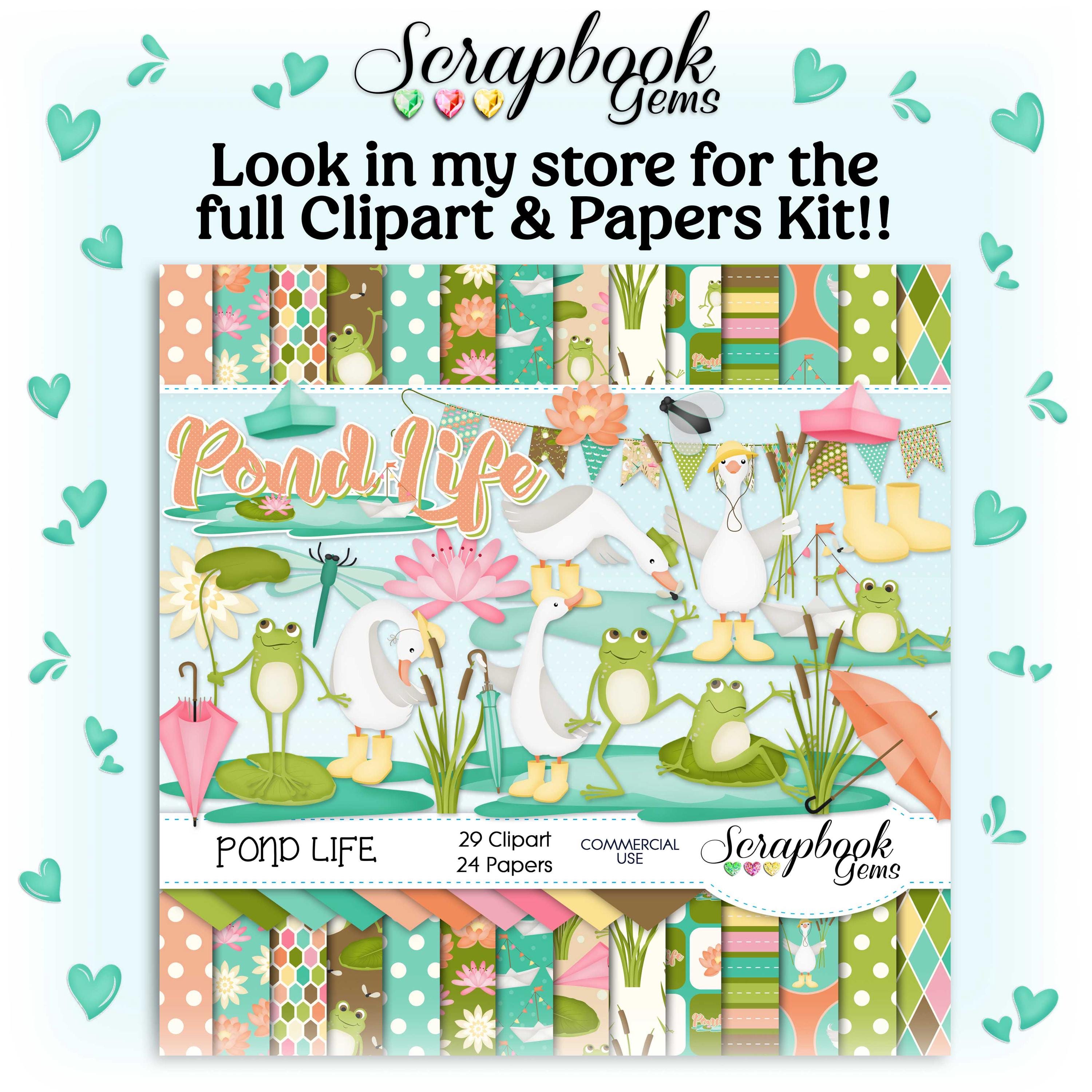 POND LIFE Clipart, 29 Png Clipart Files, Instant Download Lake Spring ...