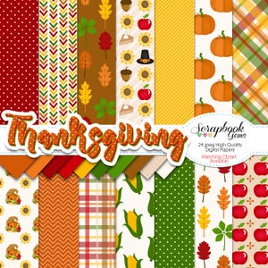 THANKSGIVING Clipart and Papers Kit, 26 Png Clip Arts, 24 Jpeg Papers ...