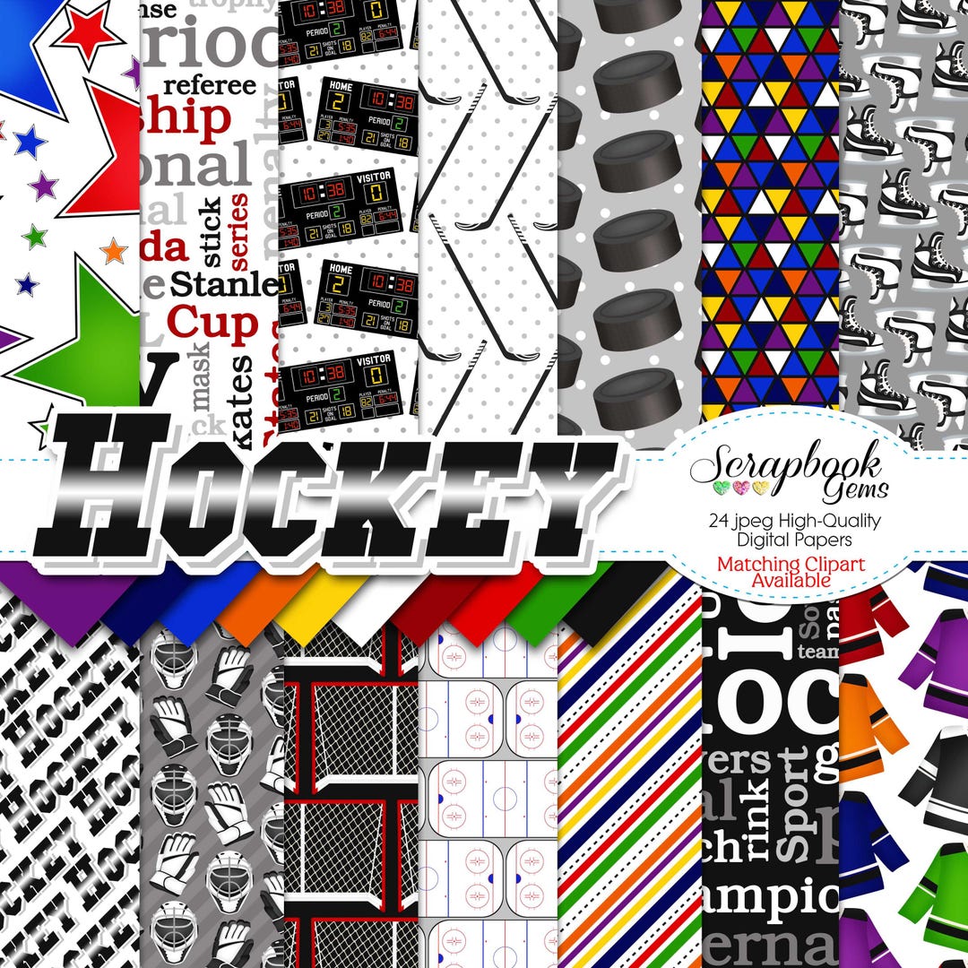 HOCKEY Digital Papers, 24 Pieces, 12" X 12", High Quality Jpegs Instant ...