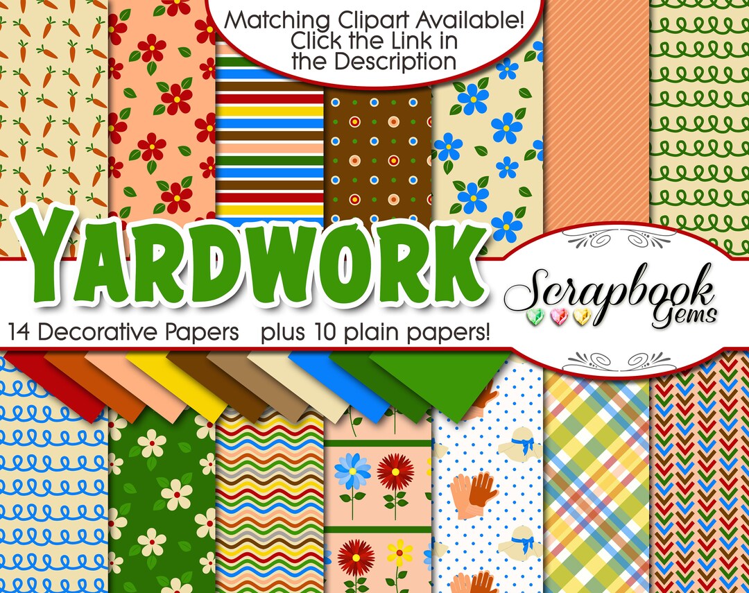 YARD WORK Digital Papers, 24 Pieces, 12" X 12", High Quality Jpegs ...
