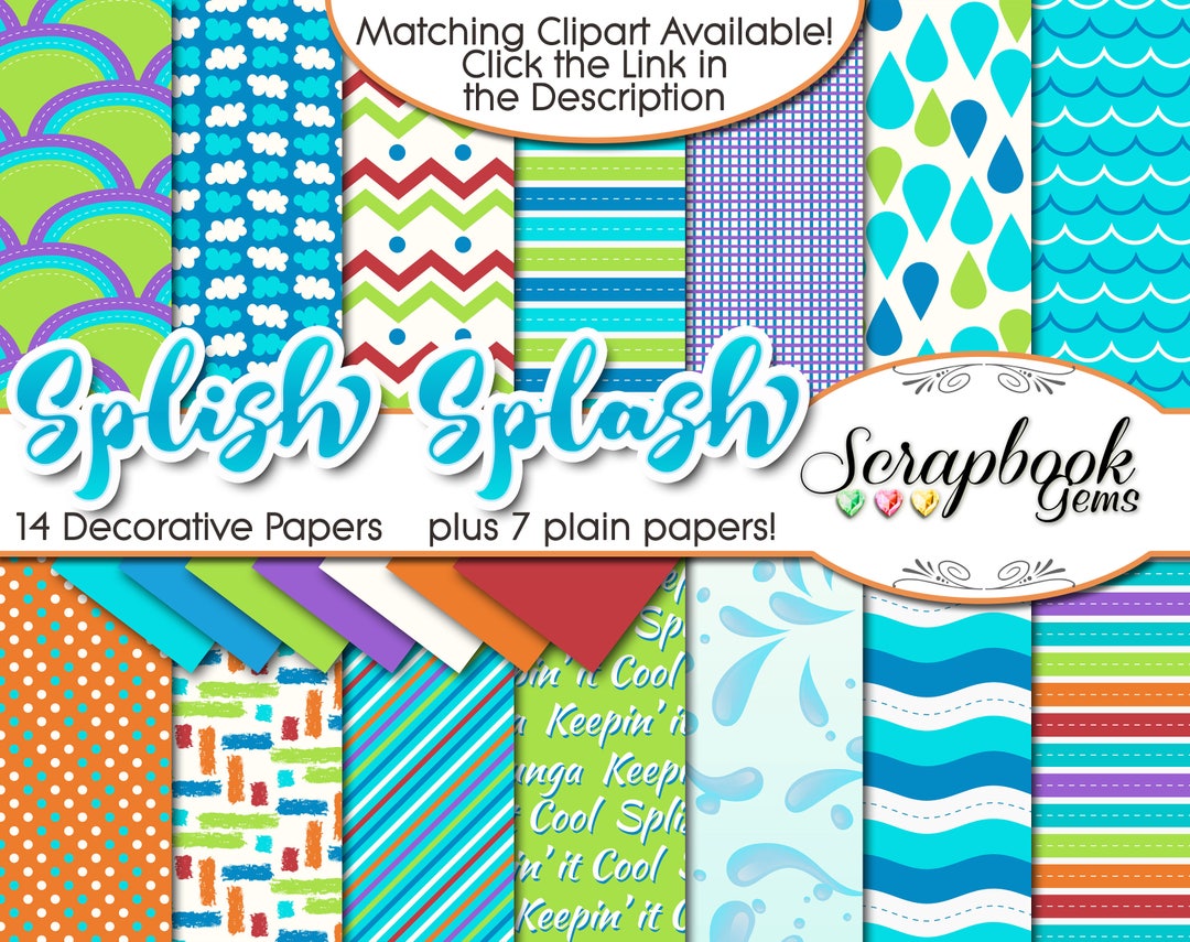 SPLISH SPLASH Digital Papers, 21 Pieces, 12" X 12", High Quality Jpegs ...