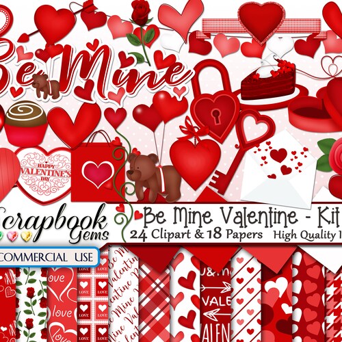 VALENTINE'S DAY 1 Clipart and Papers Kit 24 Png Clip - Etsy