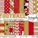 Football Digital Papers Red & Gold, 20 Pieces, 12" X 12", High Quality ...
