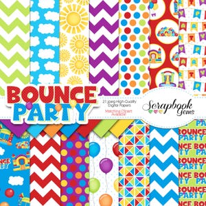 BOUNCE PARTY Clipart & Papers, 27 Png Clipart Files, 21 Jpeg Paper ...