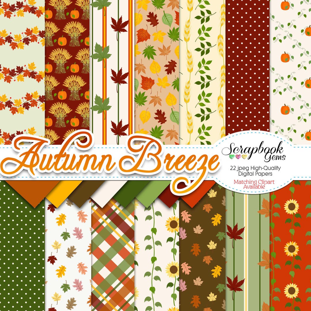 Autumn Breeze Digital Papers, 22 Pieces, 12 X 12, High Quality Jpegs ...