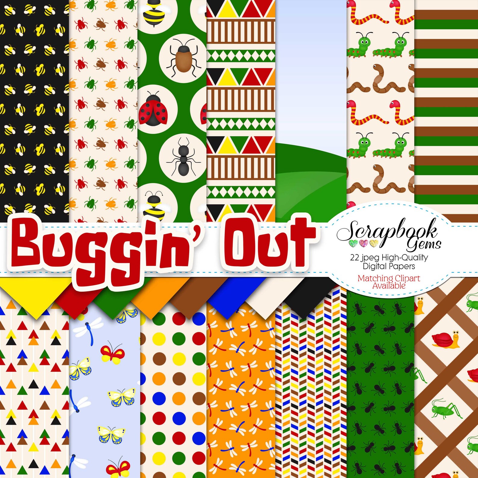 BUGGIN' OUT Digital Papers, 22 Pieces, 12" X 12", High Quality Jpegs ...