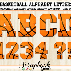 Sports Basketball Letters & Numbers Clipart, 40 High Quality PNG Files ...