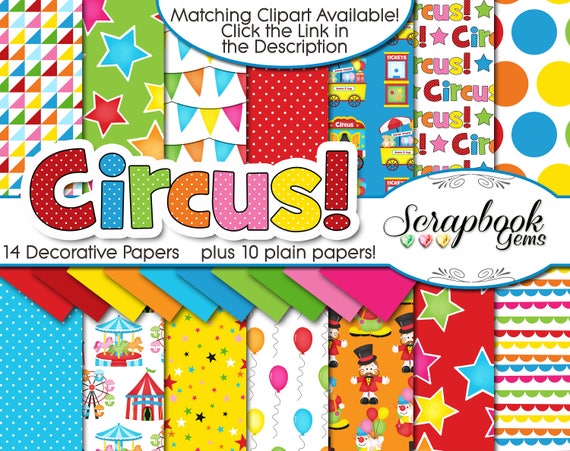 CIRCUS Digital Papers 24 Pieces 12 X 12 High - Etsy