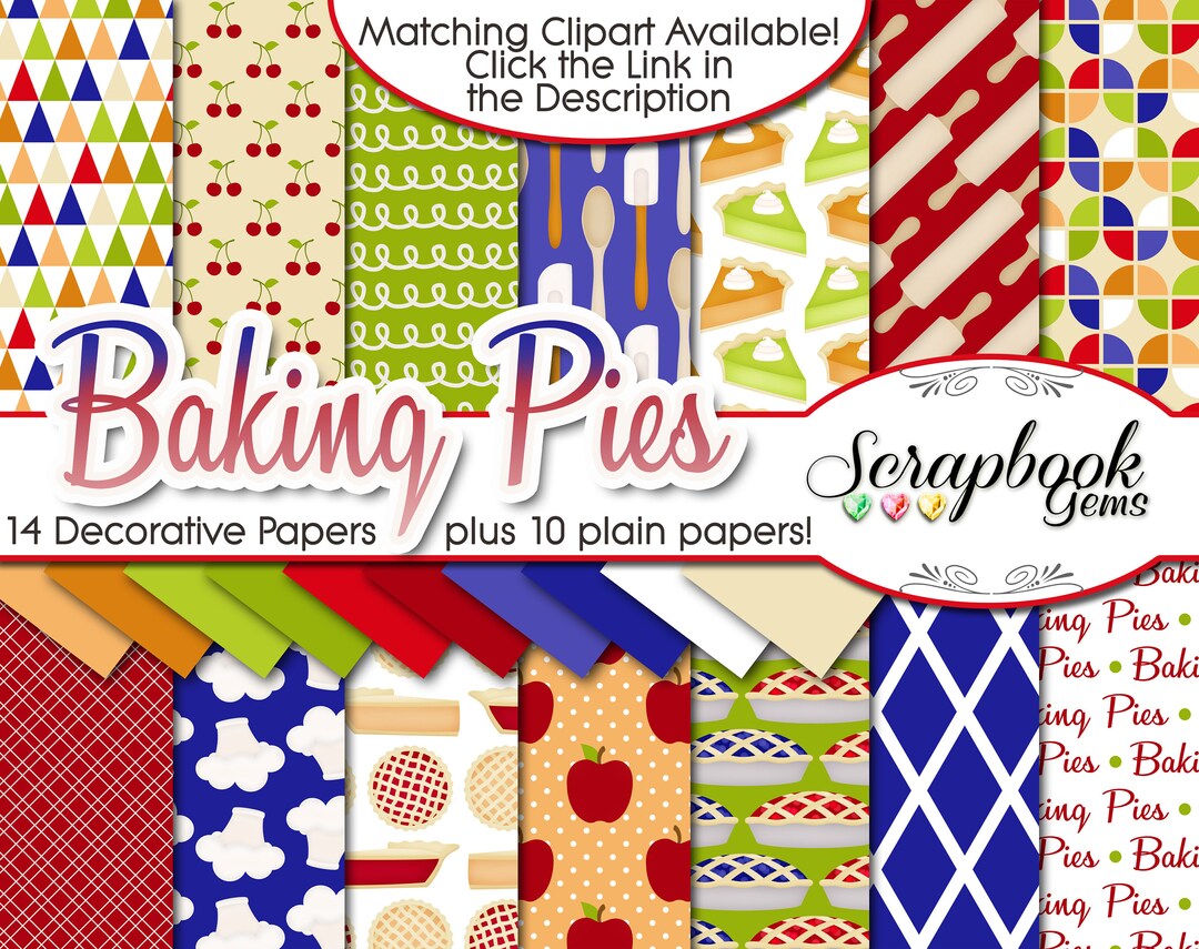 BAKING PIES Digital Papers, 24 Pieces, 12 X 12, High Quality Jpegs ...