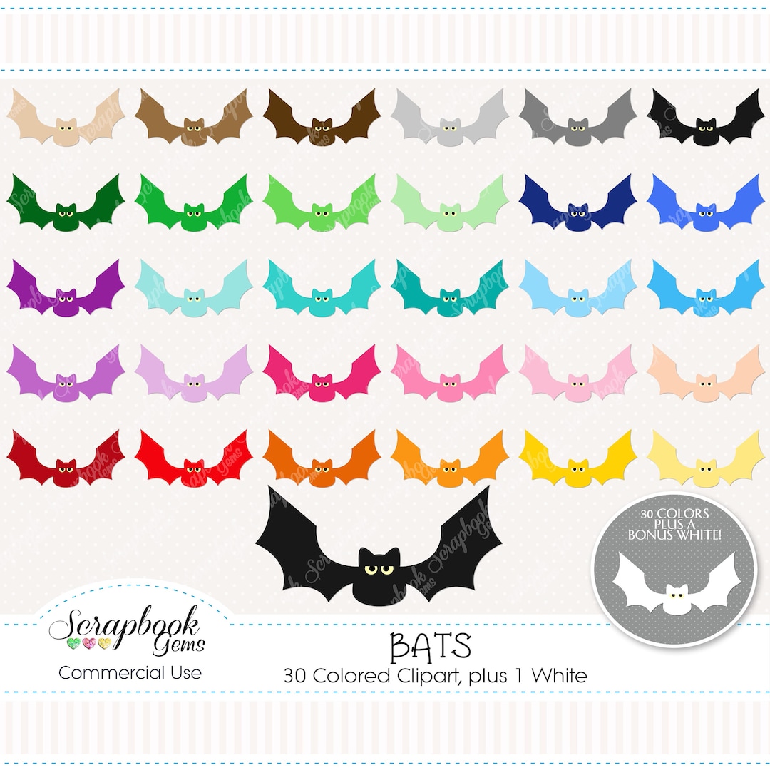 BATS Clipart, 31 Png Clipart Files Instant Download Birthday, Planner ...