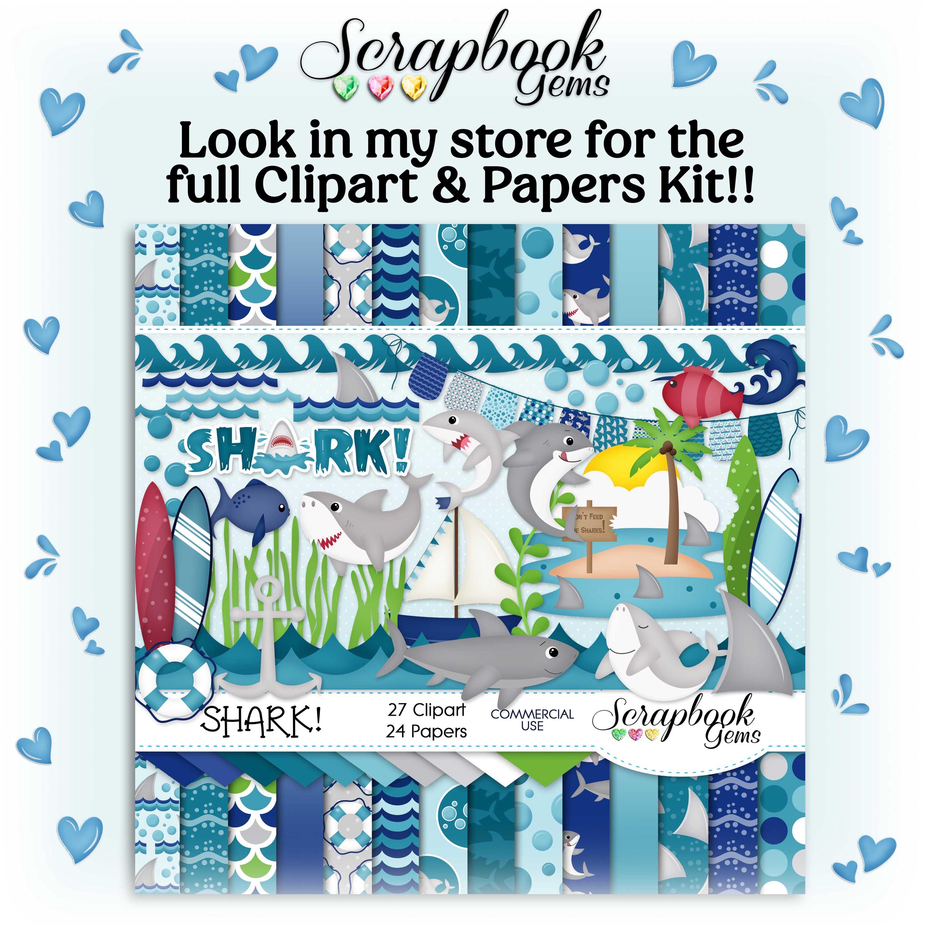 SHARK! Digital Papers, 24 Pieces, 12" X 12", High Quality Jpegs Instant ...