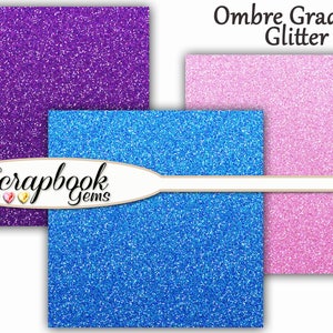 100 GLITTER OMBRE Gradient Digital Paper, 100 Pieces, 12" X 12", 300 ...