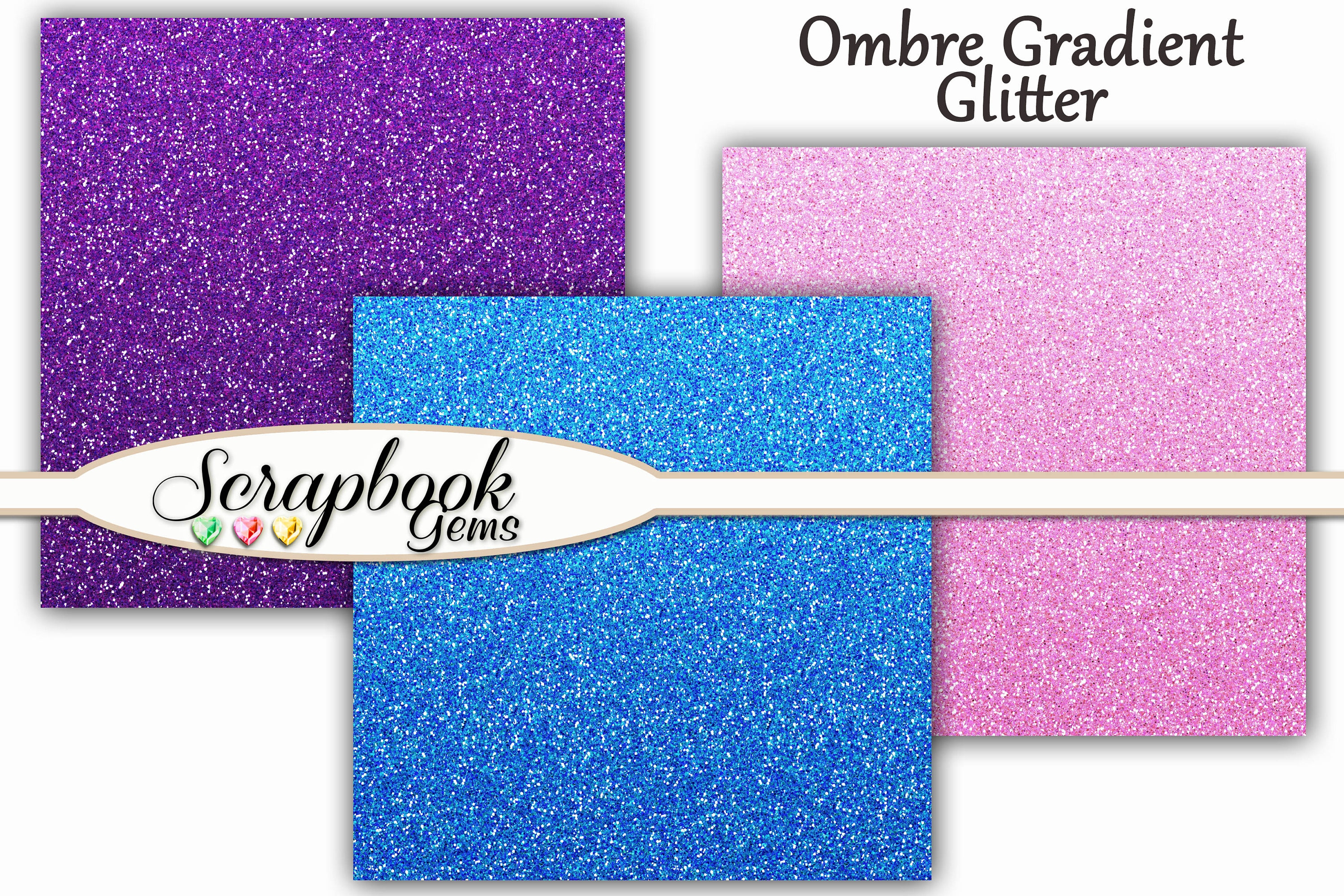 100 GLITTER OMBRE Gradient Digital Paper, 100 Pieces, 12" X 12", 300 ...