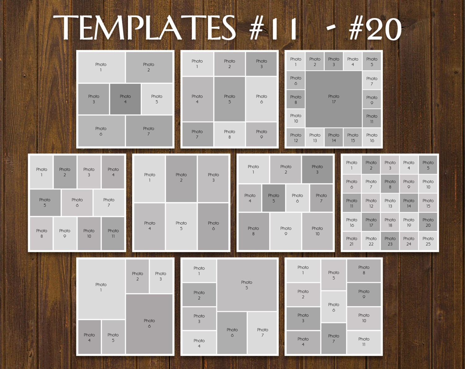 TWENTY (20) 12" X 12" Digital Photo Collages / Storyboard Templates ...