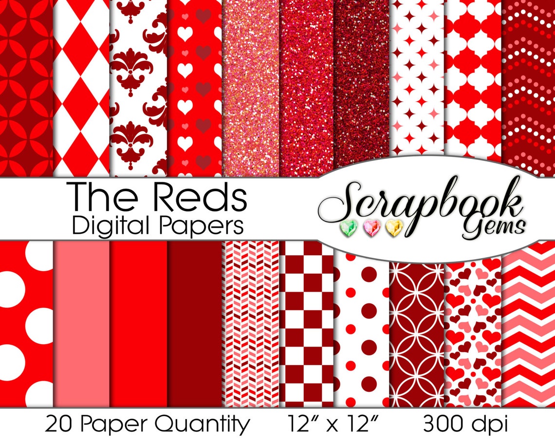 THE REDS Coordinated Digital Papers 20 Papers 12 X | Etsy