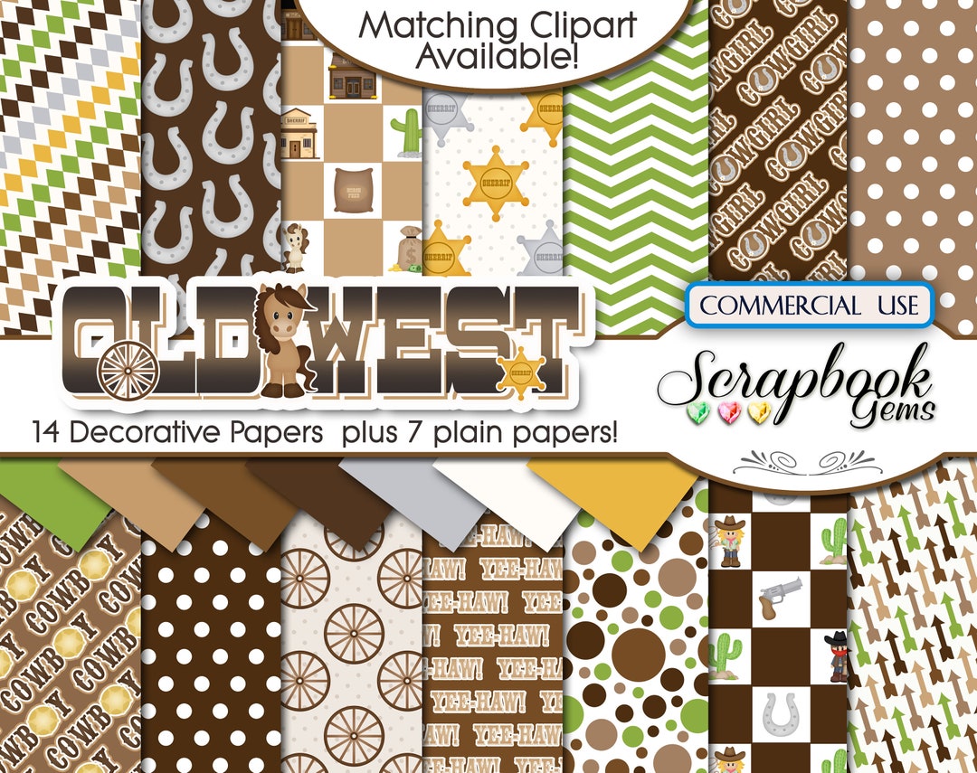OLD WEST Digital Papers, 21 Pieces, 12 X 12, High Quality Jpegs ...