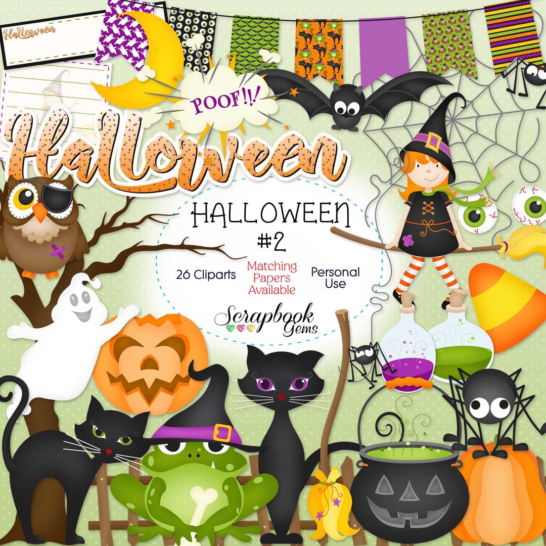 HALLOWEEN #2 Clipart, 26 Png Clipart Files Instant Download Halloween ...