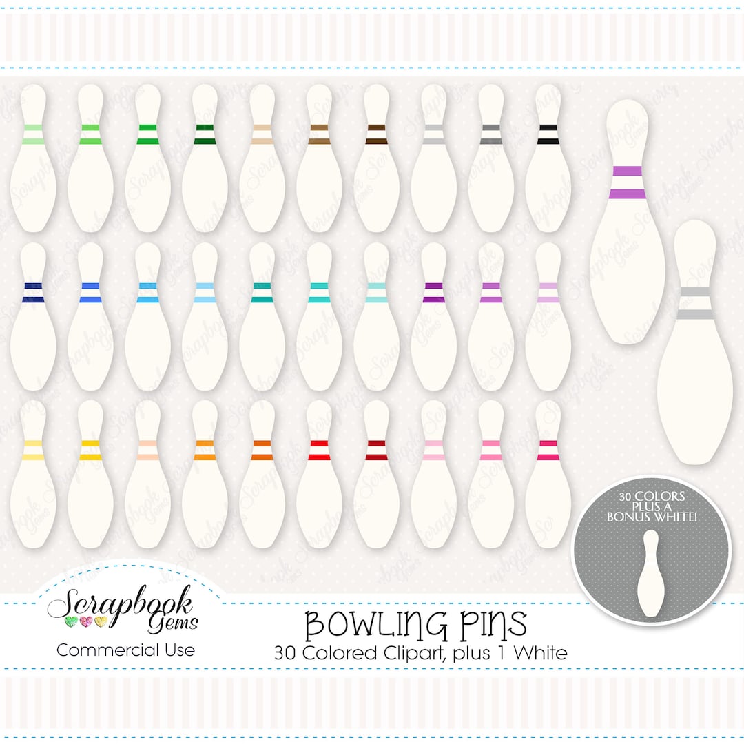 BOWLING PINS Clipart, 31 Png Clipart Files Instant Download Birthday ...