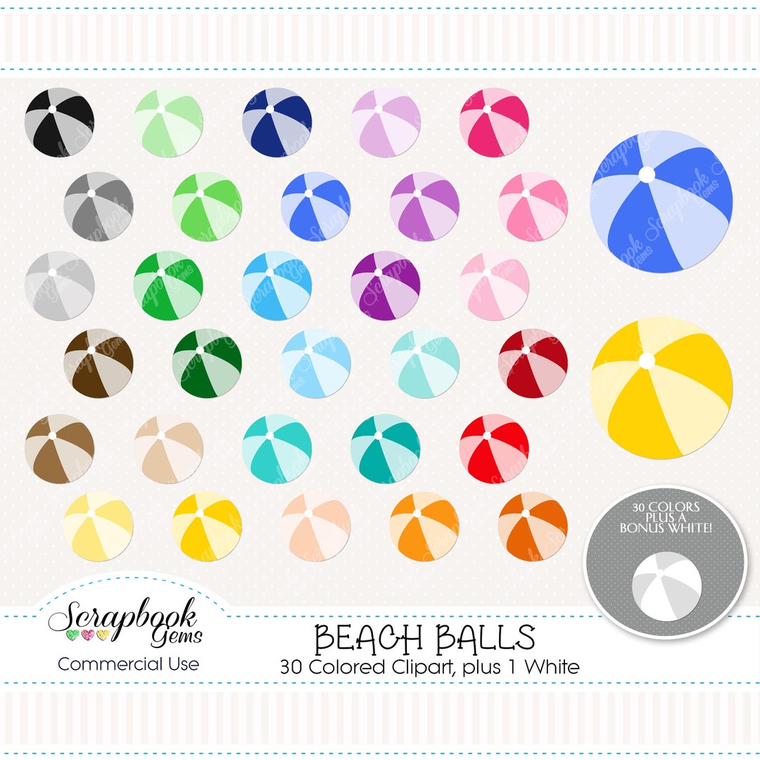 BEACH BALL Clipart, 31 Png Clipart Files Instant Download Birthday ...