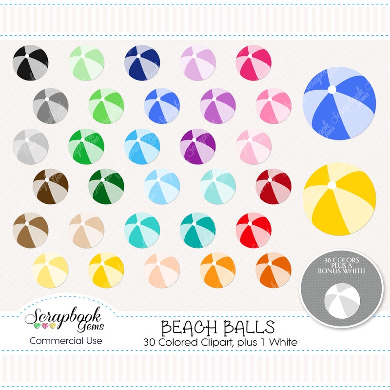 Beach Ball Clipart - Etsy