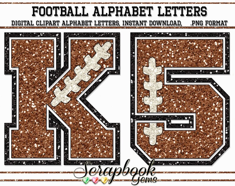 Football Sports Letters & Numbers Clipart 36 High Quality PNG - Etsy