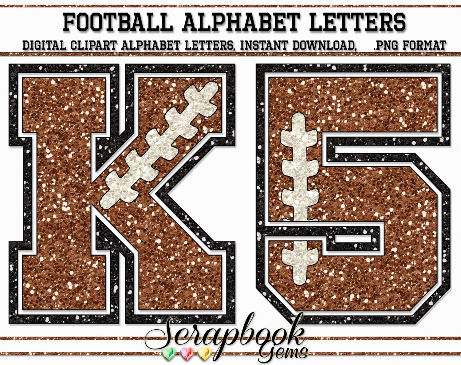 Football Sports Letters & Numbers Clipart 36 High Quality PNG - Etsy