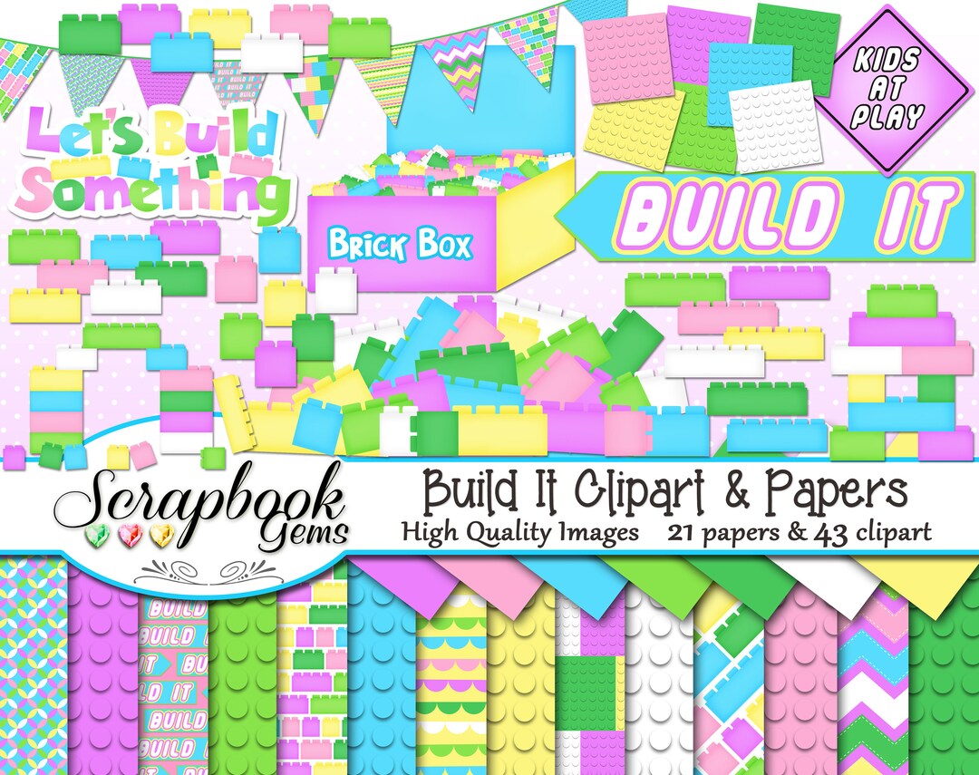 BUILD IT Clipart and Papers Kit, 43 Png Clip Arts, 21 Jpeg Papers ...