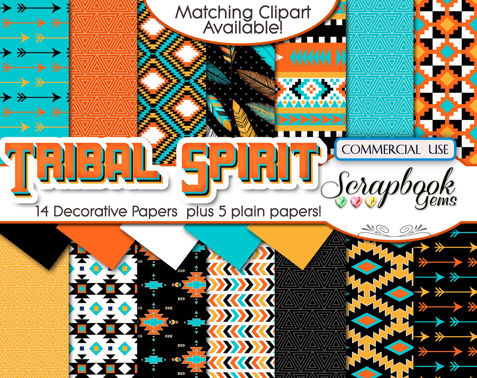 TRIBAL SET 3 Clipart and Papers Kit 45 Png Clip Arts 19 - Etsy