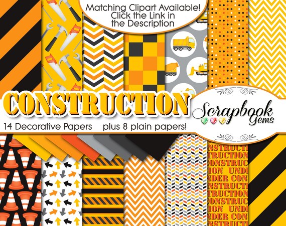 CONSTRUCTION Digital Papers 22 Pieces 12 X 12 - Etsy
