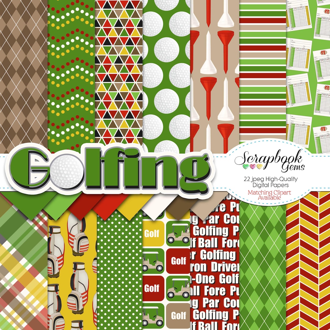 GOLFING Digital Papers, 22 Pieces, 12" X 12", High Quality Jpegs ...