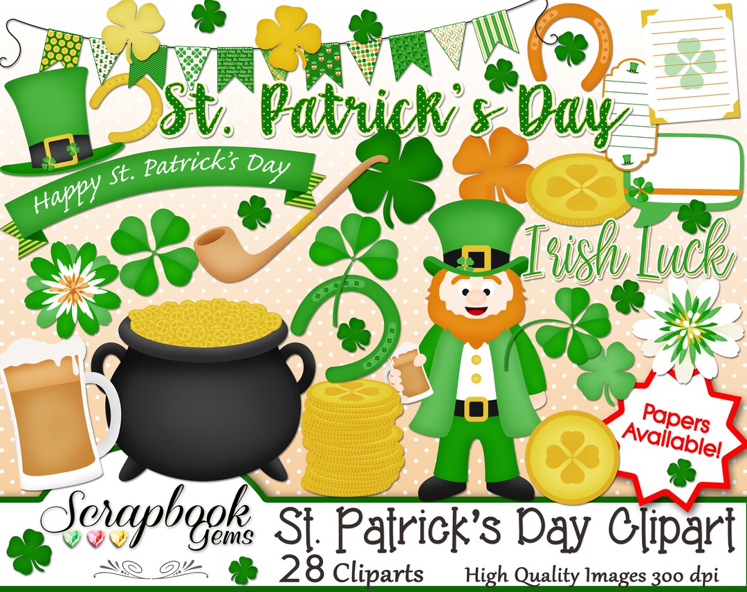 ST. PATRICK'S DAY Clipart, 28 Png Clipart Files Instant Download ...