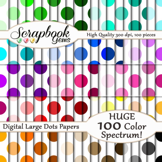 100 Colors Large Polka Dot Papers 100 Pieces 12 X | Etsy