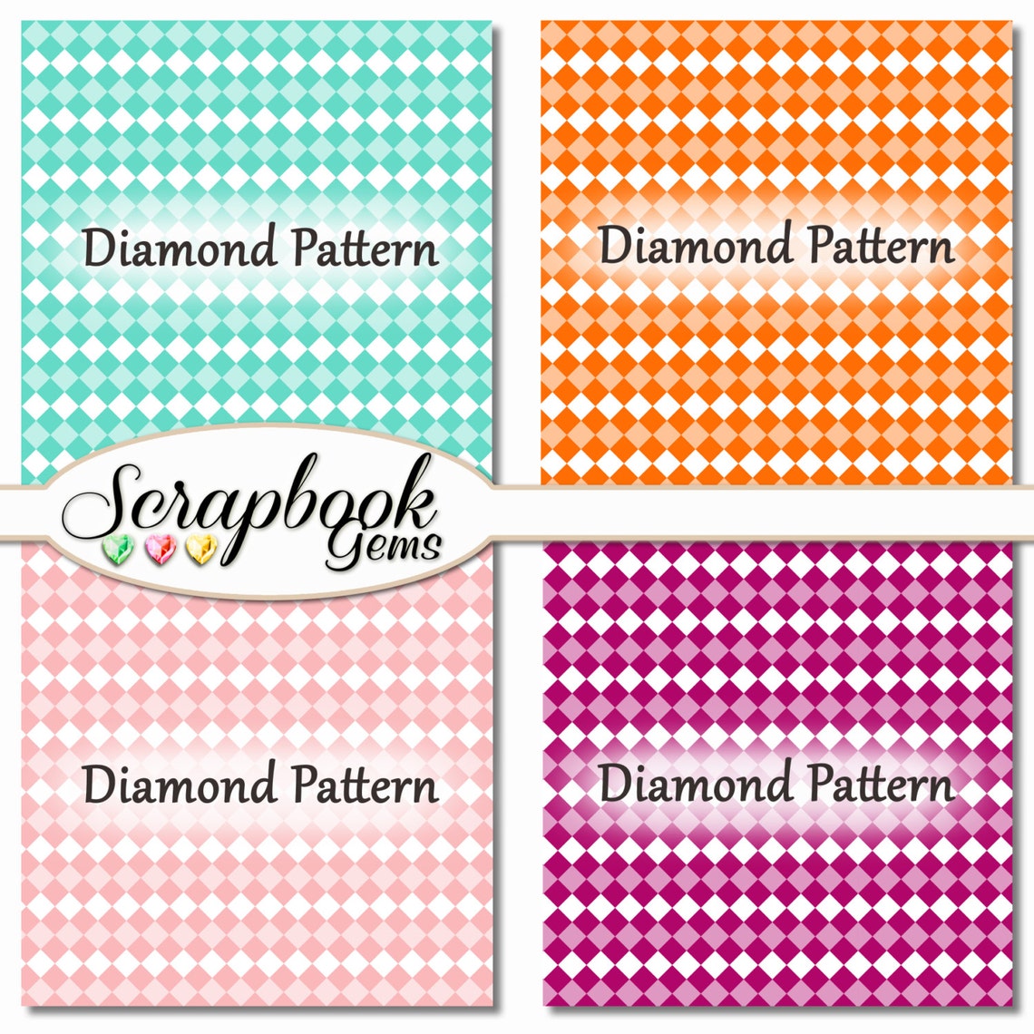 100 Diamond Pattern Digital Papers 100 Pieces 12 x | Etsy