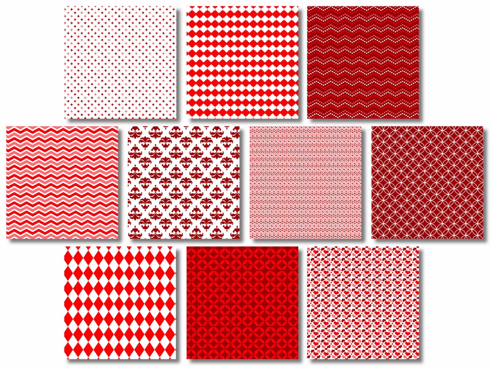 THE REDS Coordinated Digital Papers 20 Papers 12 X - Etsy
