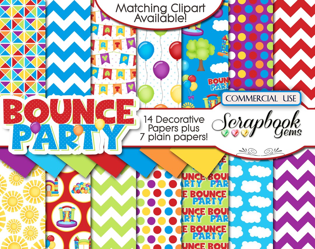 BOUNCE PARTY Digital Papers, 21 Pieces, 12 X 12, High Quality Jpegs ...
