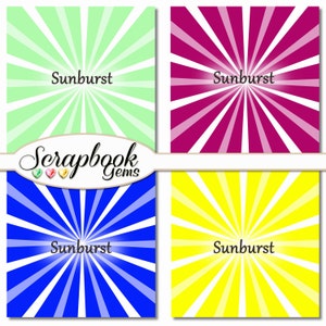 100 Colors Sunbursts Digital Paper, 100 Pieces, 12" X 12", 300 Dpi High ...
