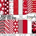 Baseball Digital Papers Red, White, & Black, 20 Pieces, 12" X 12", High ...
