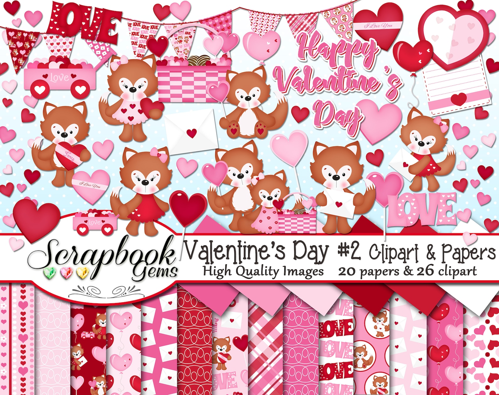 VALENTINE'S DAY BUNDLE 2 Kits in 1 50 Cliparts & 39 | Etsy