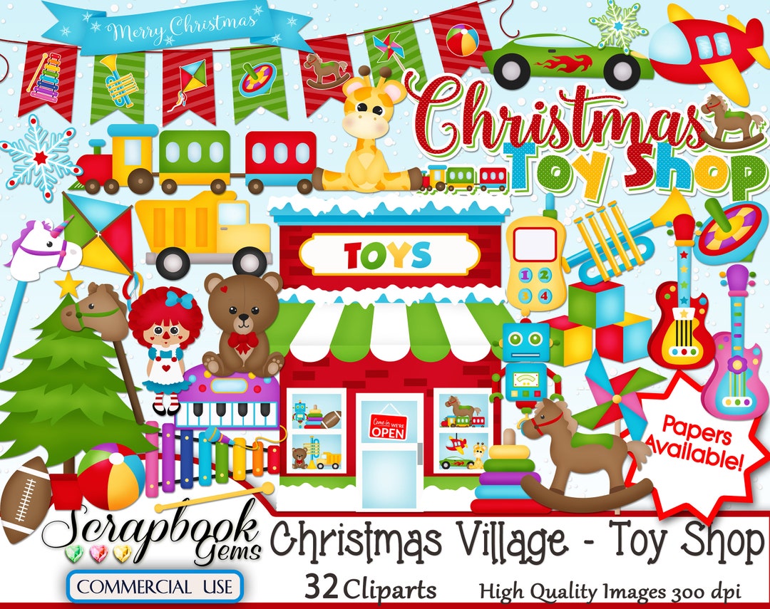 CHRISTMAS TOY SHOP Clipart, 32 Png Clipart Files, Instant Download, Toy ...