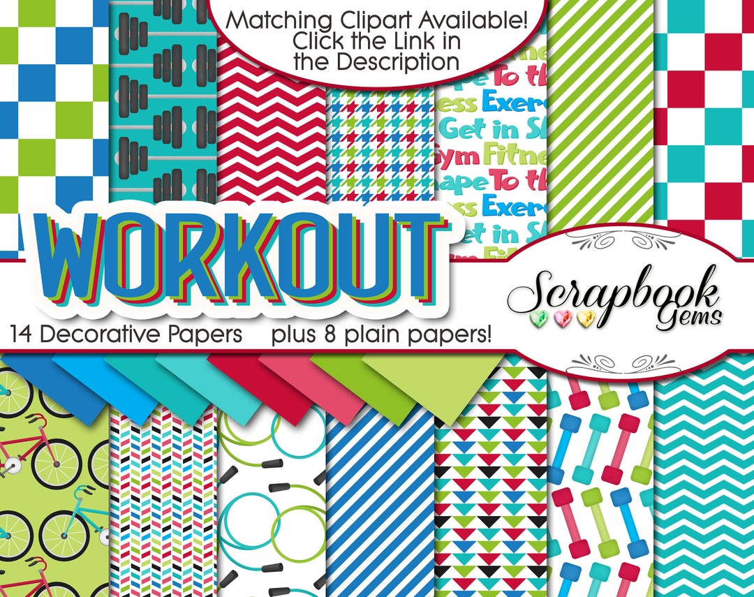 WORKOUT Digital Papers 22 Pieces 12 X 12 High - Etsy
