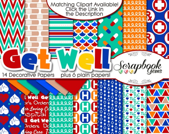 GET WELL Digital Papers 20 Pieces 12 X 12 High | Etsy