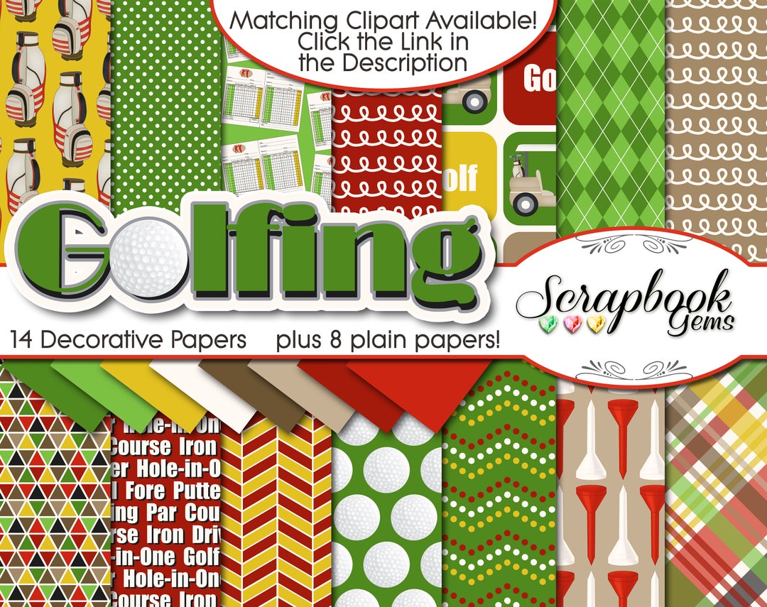 GOLFING Digital Papers, 22 Pieces, 12 X 12, High Quality Jpegs Instant ...
