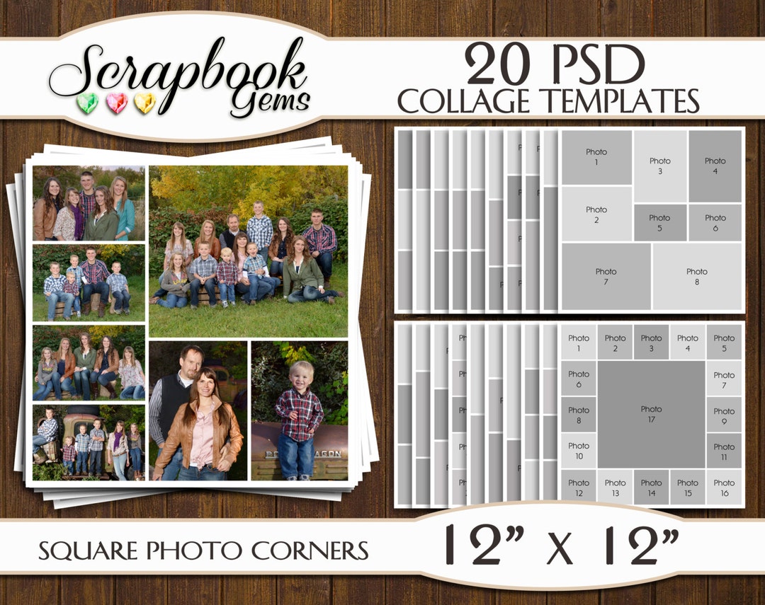 TWENTY 20 12 X 12 Digital Photo Collages / Storyboard Templates, PSD ...