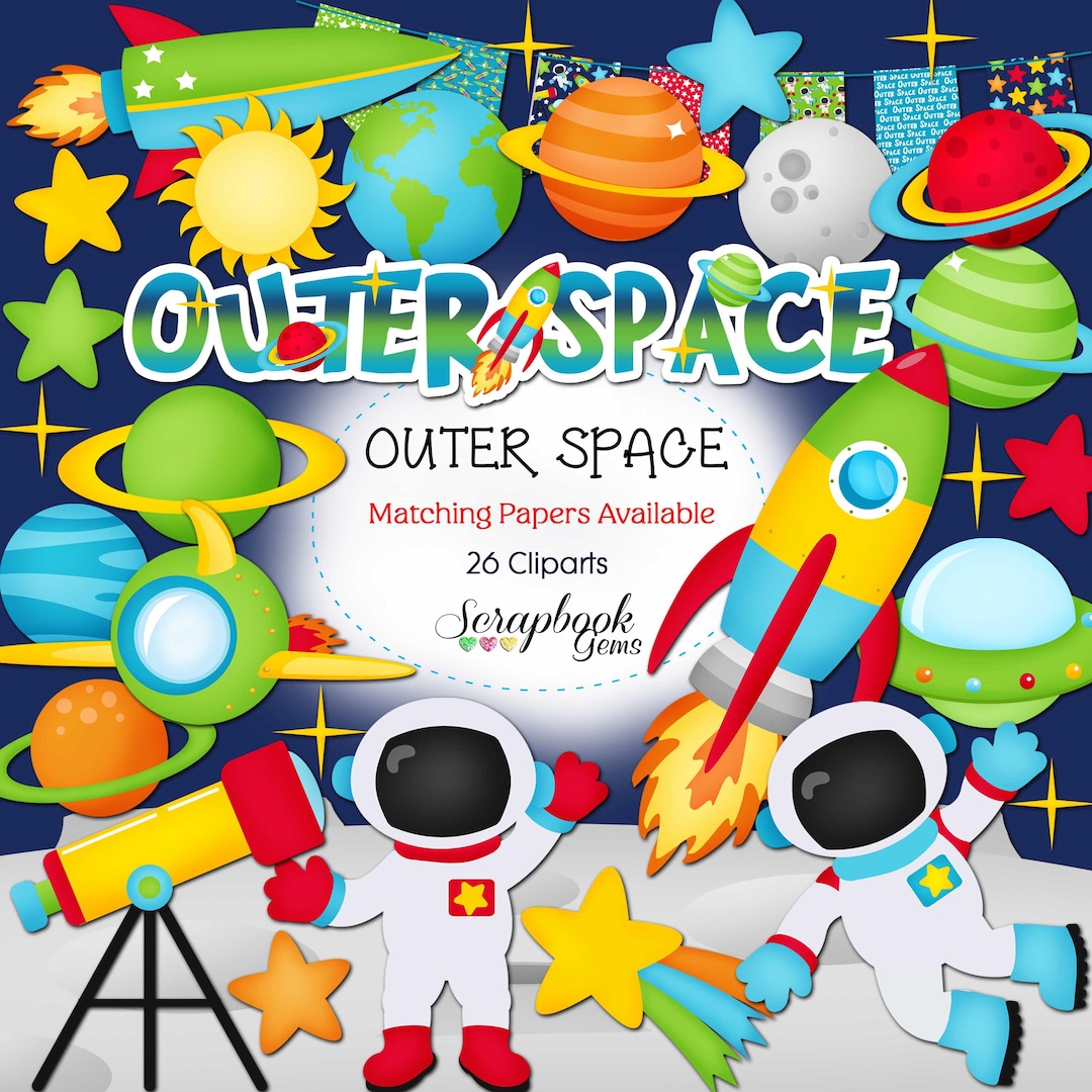 OUTER SPACE Clipart, 26 Png Clipart Files, Instant Download, Planets ...